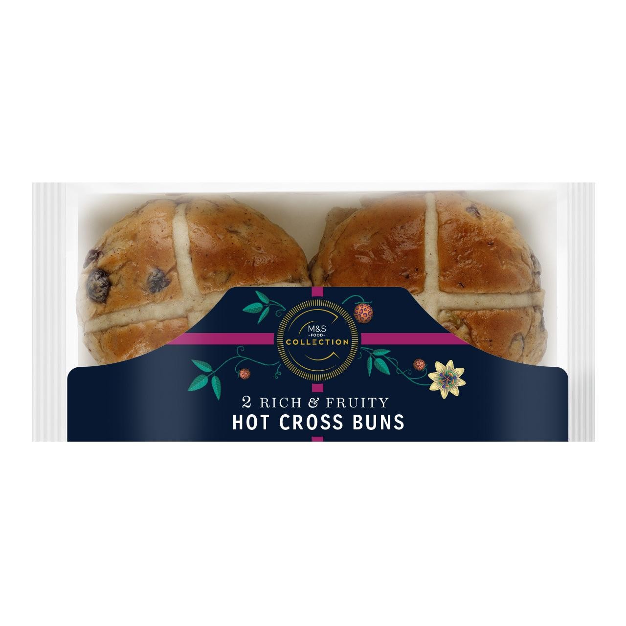 M&S Collection 2 Fruited Hot Cross Buns - Ocado