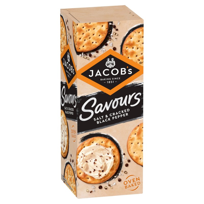 Jacob's Savours Bakes Salt & Cracked Black Pepper Crackers - Ocado