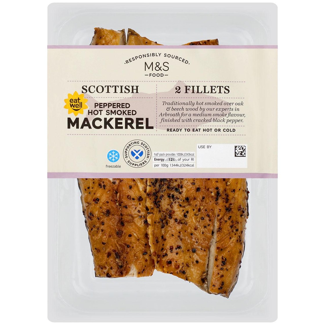 M&S Oak & Beechwood Scottish Smoked Peppered Mackerel - Ocado
