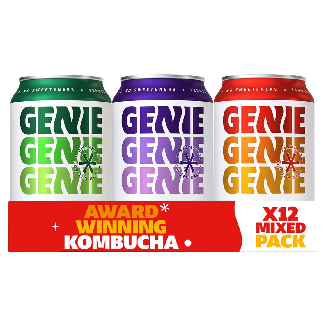 GENIE Kombucha Mixed Case (Dry Apple, Fiery Ginger & Blueberry ...