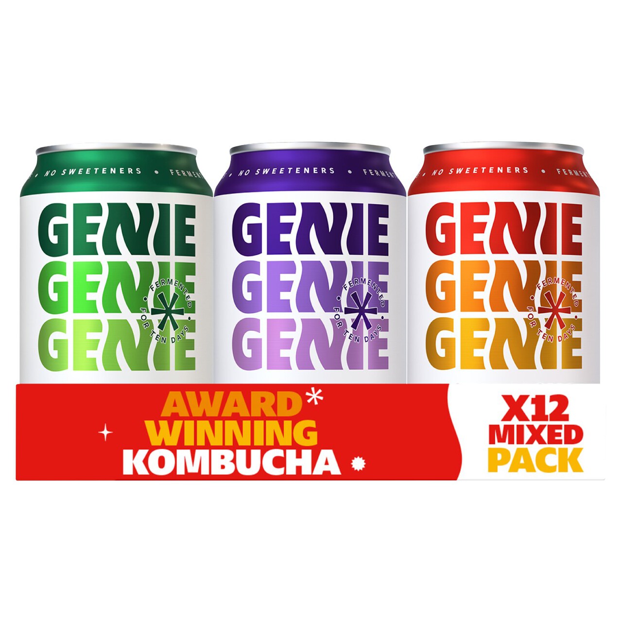 GENIE Kombucha Mixed Case (Dry Apple, Fiery Ginger & Blueberry ...