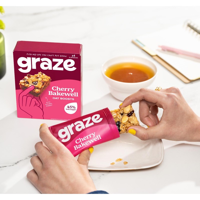 Graze Cherry Bakewell Oat Boosts Flapjack Snack - Ocado