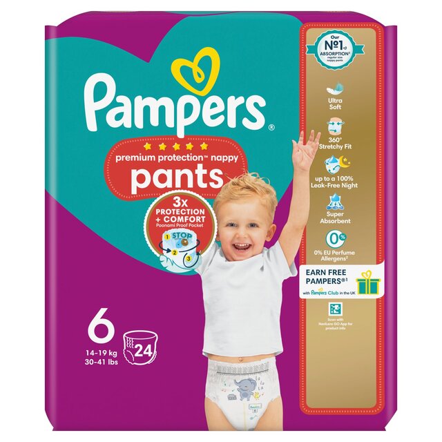 Pampers Premium Protection Nappy Pants Size 6 15kg Essential Pack